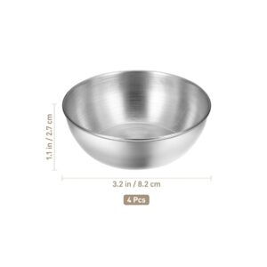 Hemoton 4pcs Stainless Steel Sauce Dishes Round Seasoning Dishes Sushi Dipping Bowl Saucers Bowl Mini Appetizer Plates Seasoning Dish Saucer Plates 3.15 Inch