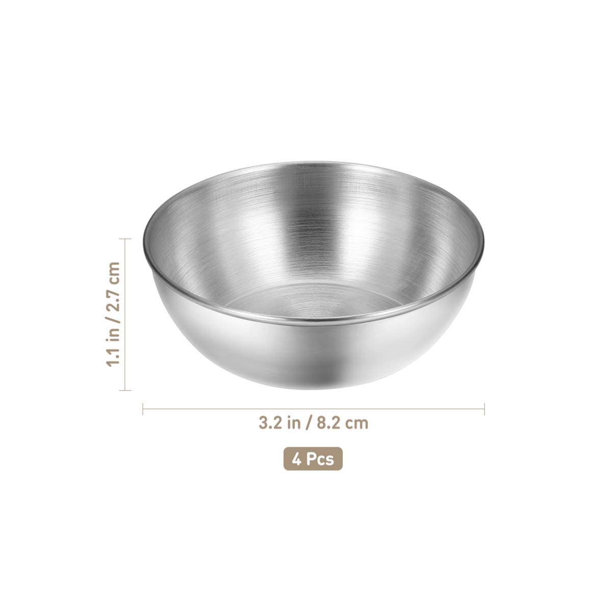 Hemoton 4pcs Stainless Steel Sauce Dishes Round Seasoning Dishes Sushi Dipping Bowl Saucers Bowl Mini Appetizer Plates Seasoning Dish Saucer Plates 3.15 Inch