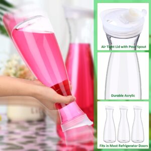 8 Pack Plastic Water Carafe 48 oz Clear Water Pitcher with Lids Clear Plastic Acrylic Beverage Jar Drink Jug Containers for Iced Tea Cold Brew Coffee Lemonade Juice Mimosa Bar Restaurant Party