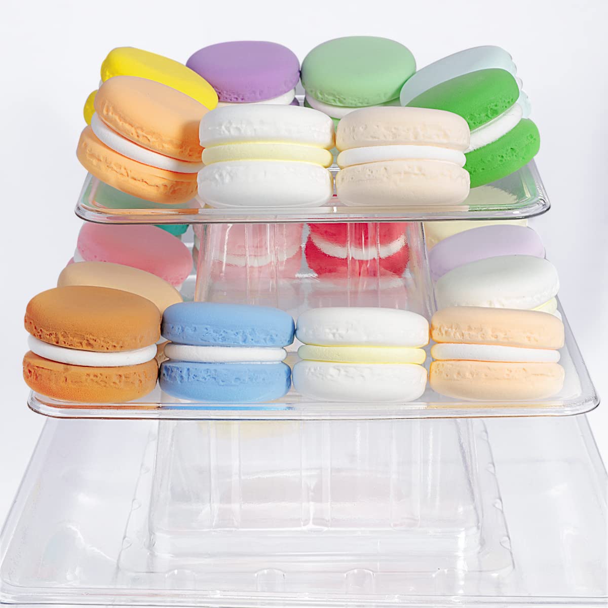 5 -Tier Macaron Tower Stand, Square Tiered Dessert Cake Display Stand Serving Tray for Birthday Party,Wedding,Baby Shower, French Macarons, Bakery Decor -Transparent