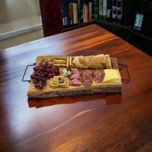 WRIGHTMART Rustic Wooden Charcuterie Board, A Flavorful Delight for Cheese and Olive Lover, Raw Edge Acacia Wood with Handle, Serve in Style. Decorative & Unique, Each Board is One-of-a-Kind