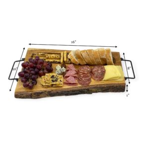 WRIGHTMART Rustic Wooden Charcuterie Board, A Flavorful Delight for Cheese and Olive Lover, Raw Edge Acacia Wood with Handle, Serve in Style. Decorative & Unique, Each Board is One-of-a-Kind