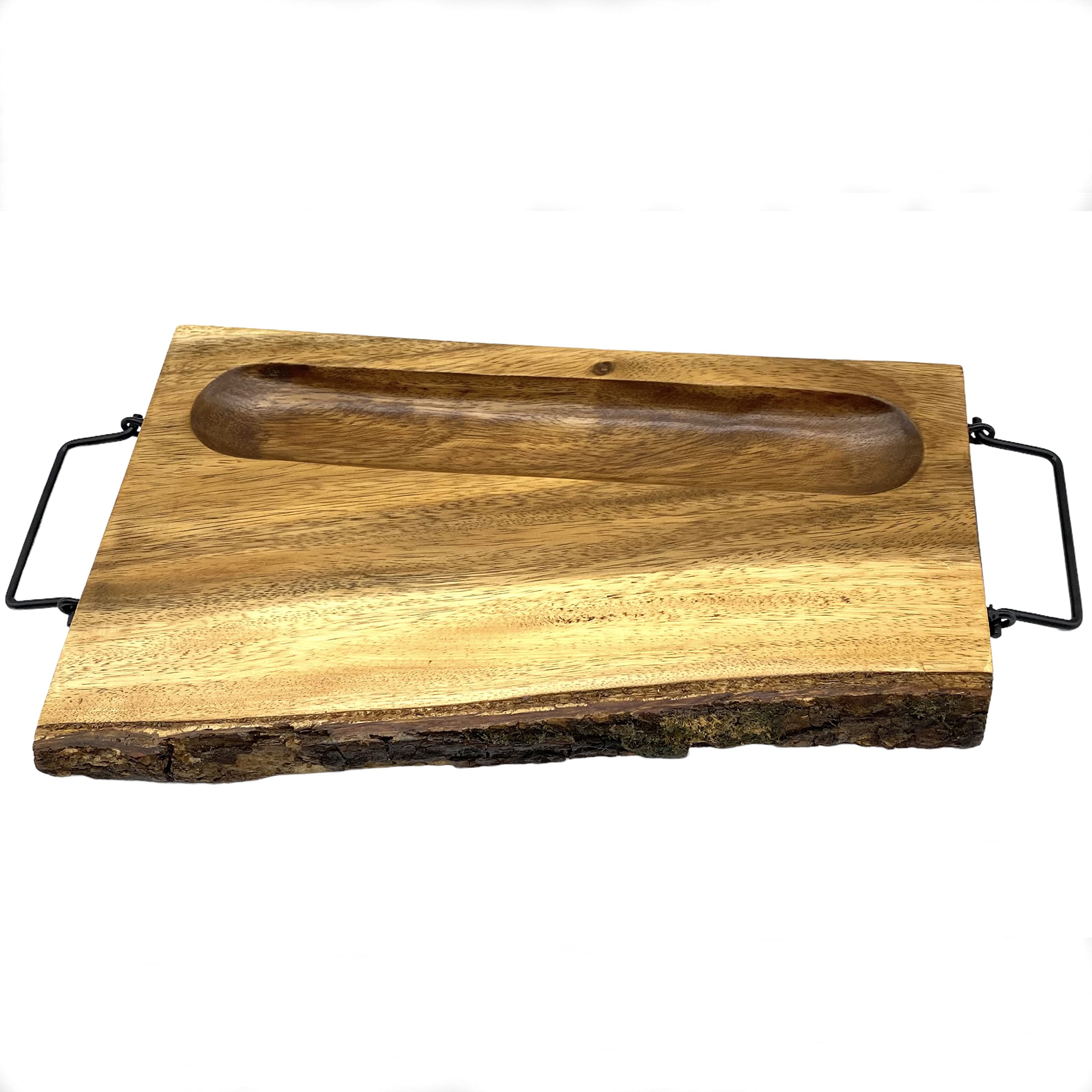 WRIGHTMART Rustic Wooden Charcuterie Board, A Flavorful Delight for Cheese and Olive Lover, Raw Edge Acacia Wood with Handle, Serve in Style. Decorative & Unique, Each Board is One-of-a-Kind