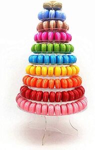 10 tier round macaron tower stand adjust tiers level dia from 4"-13", cupcake stand desserts displayfor wedding birthday decor