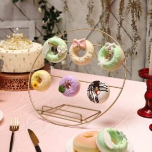 4 Pack Metal Donut Wall Display Stands Set, Reusable Doughnut Bagel Holder Gold Round Donuts Stand Rack Display Holds up 10cm 24 Donuts for Dessert Display Table Treat Parties Decorations