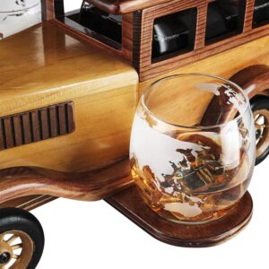 Old Fashioned Car Whiskey Decanter Set, Very Large 15" x 13" x 7" 750ml Decanter Spigot, and 2-10oz Whiskey Tumbler Old Fashion Glasses, Old Fashioned Vintage Car, Limited Edition, Great Bar Gift!