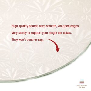 14 inch White Round Thin Sturdy Cake Board Drums for Displaying Cakes, 1/4 inch Thick, (6 Count)