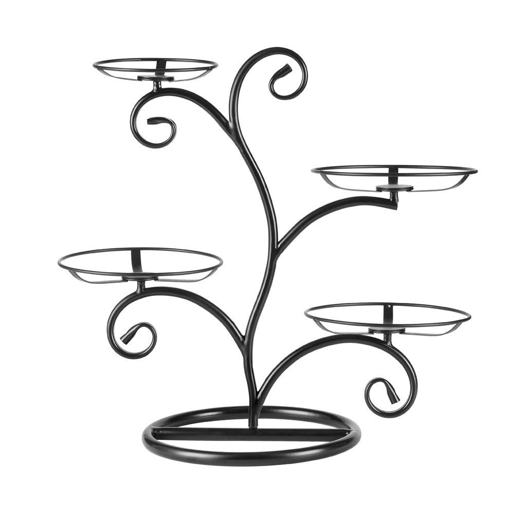 GuangYang Four Tier Tree Stand Display Serving Platter, Multi-Tier Cake Tray Stand, Food Server Display Plate Rack, Black Frame