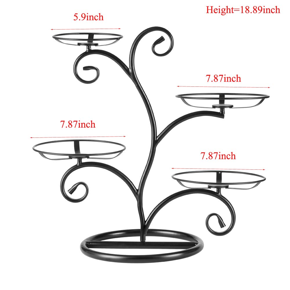 GuangYang Four Tier Tree Stand Display Serving Platter, Multi-Tier Cake Tray Stand, Food Server Display Plate Rack, Black Frame