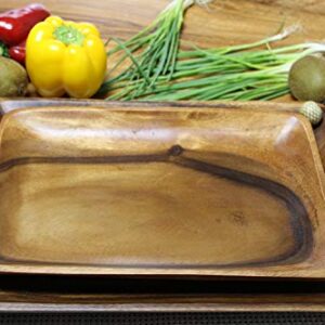 Wrightmart Wooden Trays, Set of 2, Decorative Rustic Food, Fruit, and Snack, Charcuterie-Appetizer Servers – Perfect Kitchen, Ottoman or Coffee Table Trays, Made from Acacia Wood