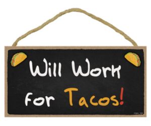 popfizzy taco sign, fun taco decorations for the kitchen, funny taco gifts, tacos themed gifts, wood taco decor, 5x10