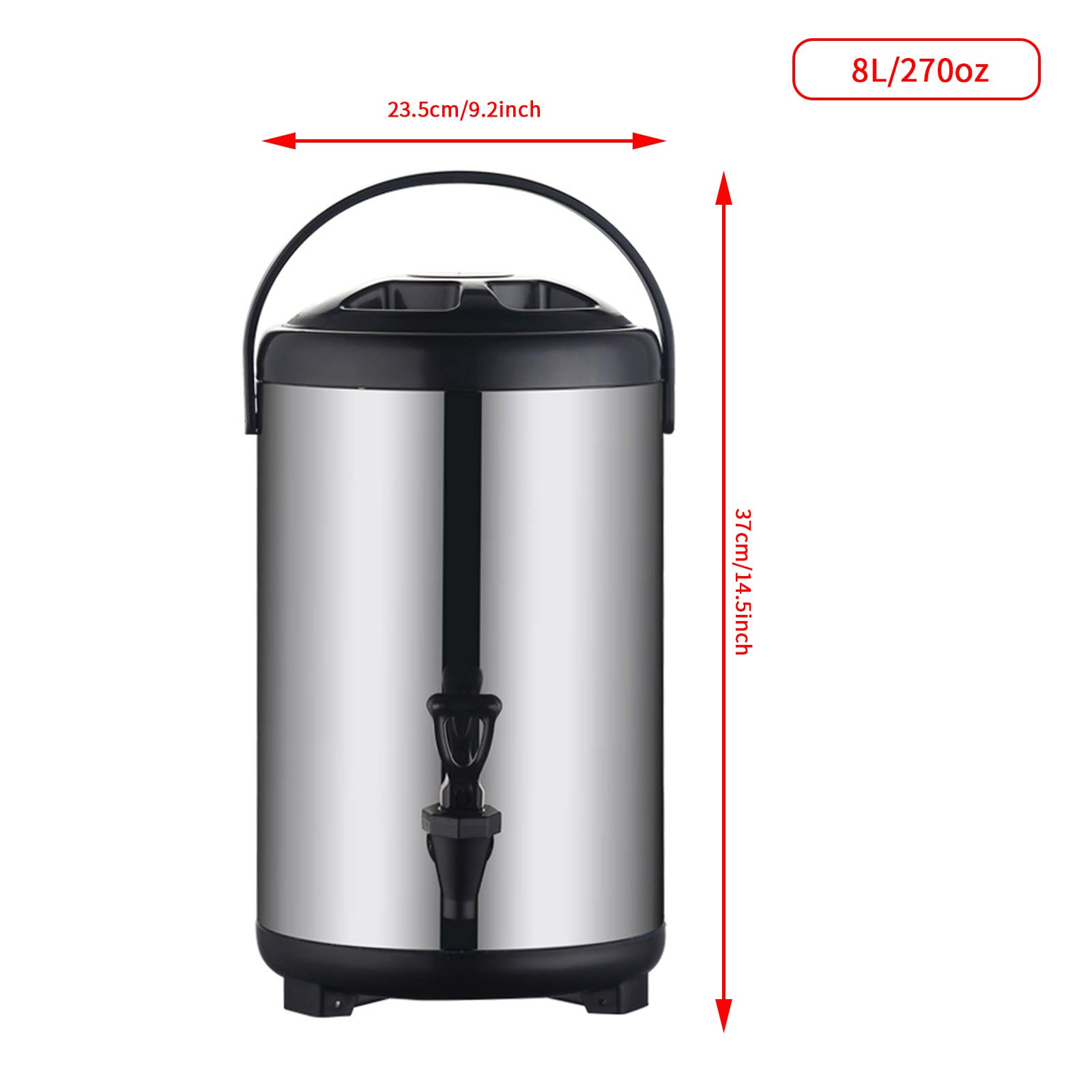 Stainless Steel Insulated Beverage Dispenser – Insulated Thermal Hot and Cold Beverage Dispenser with Spigot for Hot Tea & Coffee, Cold Milk, Water, Juice,Soup Family Party Cafe Buffet