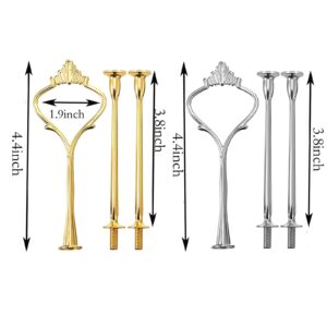 9 Set Cake Stand Hardware, Fittings for Cake Stand Mold Crown 3Tier Cake Stand Fittings Hardware Holder for Afternoon Tea Cake Dessert Fruit, Wedding and Party Tray Cupcake (Gold, Silver, Black)