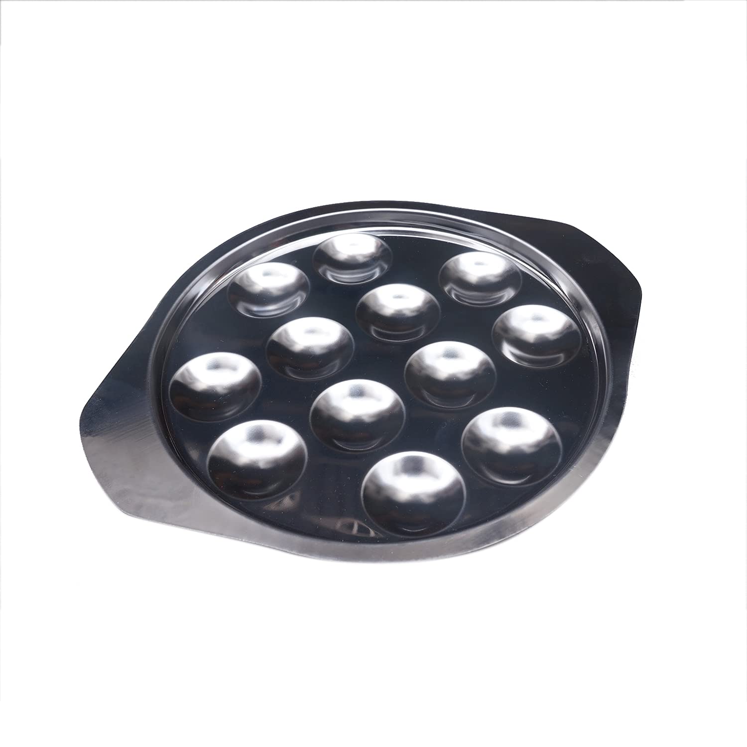 Proshopping 2 PCS Stainless Steel Snail Escargot Plate Set, Large Escargot Baking Dish Platter, Round Mushroom Escargot Serving Tray, French Escargot Grill Pan, 12 Holes - for Seafood (8.7 Inch)