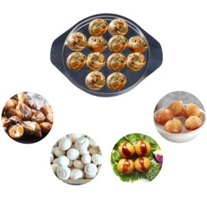 Proshopping 2 PCS Stainless Steel Snail Escargot Plate Set, Large Escargot Baking Dish Platter, Round Mushroom Escargot Serving Tray, French Escargot Grill Pan, 12 Holes - for Seafood (8.7 Inch)