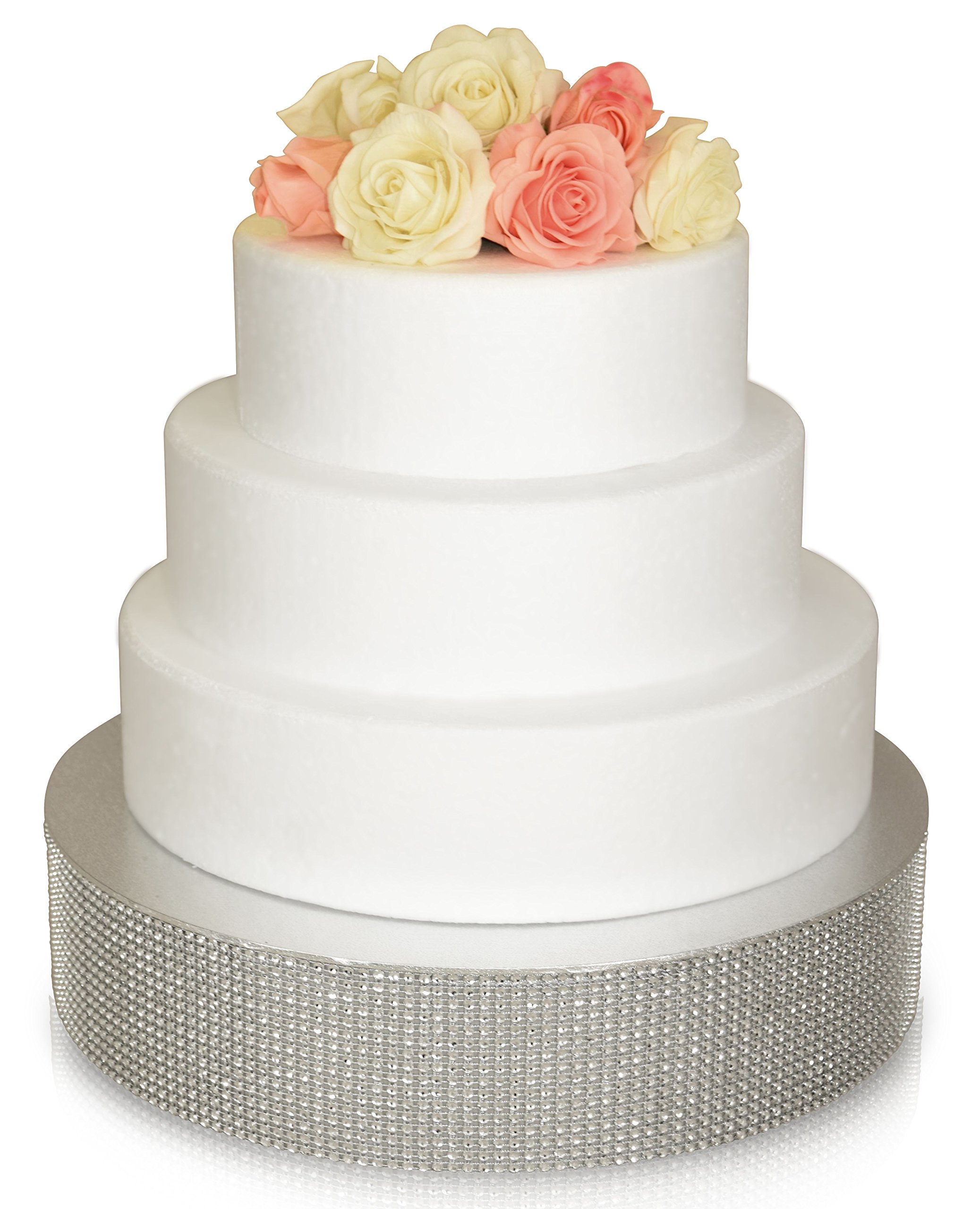 OCCASIONS Bling Wedding Cake Stand (Holds 150 lbs) Cupcake Base, Decorative Centerpiece for Parties (16'' Round, Silver)