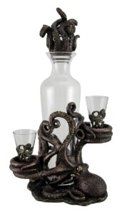 octopus spirit decorative antique bronze finish statue and glass decanter set