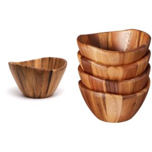 Lipper International Acacia Wave Serving Bowl and 4 Wave Bowls Set