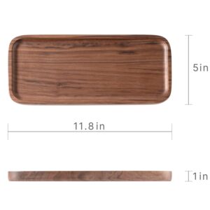 Insunen Walnut Serving Tray Platter Rectangle, Natural Wood Trays for Food BBQ Party Buffet Dessert Appetizer, Small Wooden Trays for Fruits Cookie Bread (11.8X5in)