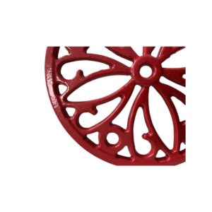 Trivet 7.8 Inch, Cast Iron Trivet with Rubber Pegs/Feet Non-Slip, Rustic Trivets for Hot Pots and Pans, Decorative Kitchen Trivet Mats Hot Pads Pot Coasters(2 Pack) (Red) (RED)