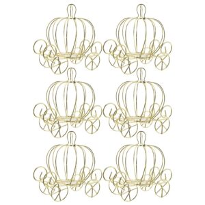 veemoon 6pcs pumpkin candy box decorative carriage centerpiece gold wire princess pumpkin cart dessert display tabletop figurine for wedding birthday halloween party