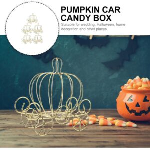 Veemoon 6pcs Pumpkin Candy Box Decorative Carriage Centerpiece Gold Wire Princess Pumpkin Cart Dessert Display Tabletop Figurine for Wedding Birthday Halloween Party