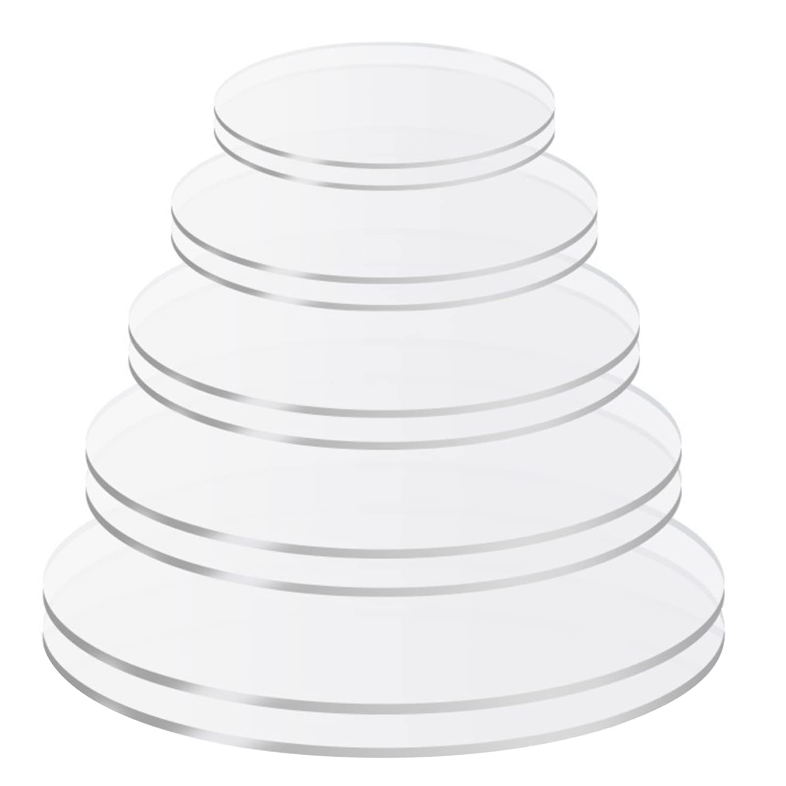 Tuelaly 2Pcs Cake Plates, Cake Disk, Acrylic Round Discs, Non-Sticky Reused Acrylic Buttercream Cake Discs for Cakes Serving