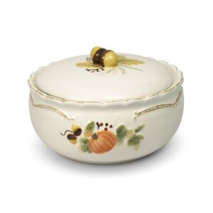 pfaltzgraff plymouth vegetable bowl, holds 2.25 quarts, beige|orange