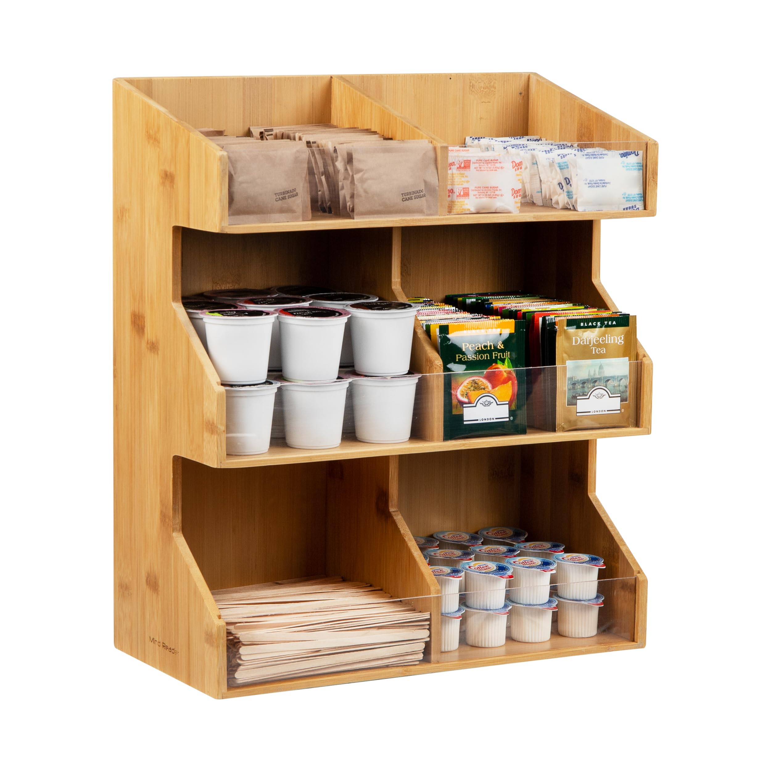 Mind Reader Coffee Pod Condiment Station, Countertop Organizer, Kitchen, Rayon from Bamboo, 13" L x 6.25" W x 15.25" H, Brown