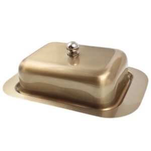 zoie + chloe stainless steel butter dish with easy to hold lid