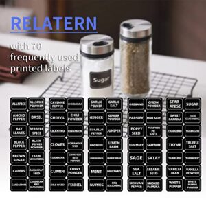 Relatern 16PCS Spice Jars with Labels, 6Fl Oz (180ml) Storage Organizer with Stainless Lids, Seasoning Spice Containers Set