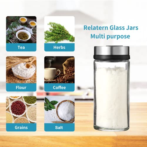 Relatern 16PCS Spice Jars with Labels, 6Fl Oz (180ml) Storage Organizer with Stainless Lids, Seasoning Spice Containers Set