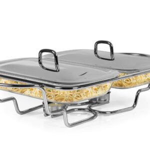 Galashield Chafing Dish Buffet Set Warming Tray with Lids Stainless Steel with 2 Oven Safe Glass Dishes Buffet Servers (1.5-Quart Each Tray)