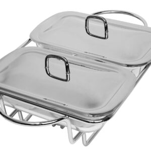 Galashield Chafing Dish Buffet Set Warming Tray with Lids Stainless Steel with 2 Oven Safe Glass Dishes Buffet Servers (1.5-Quart Each Tray)