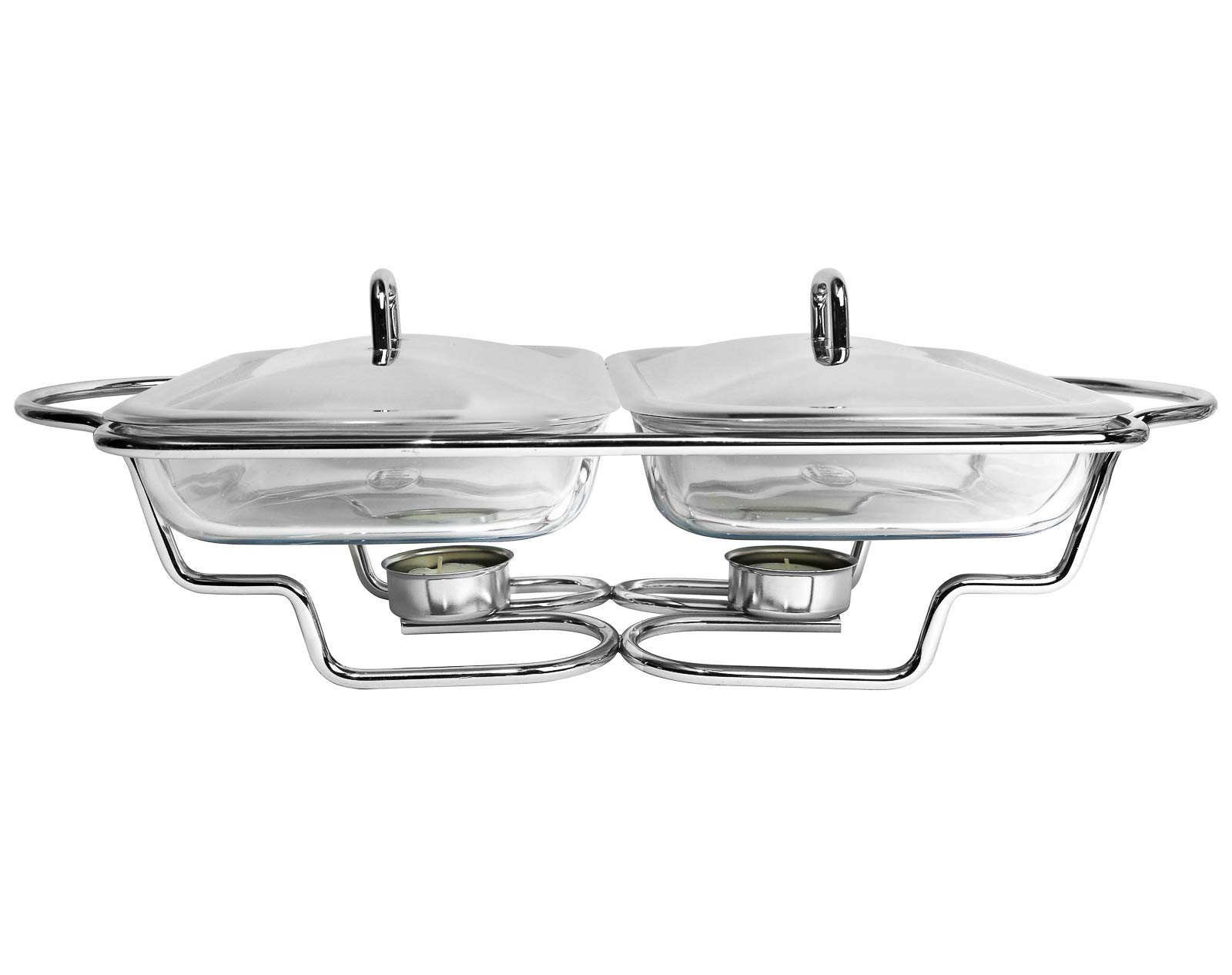 Galashield Chafing Dish Buffet Set Warming Tray with Lids Stainless Steel with 2 Oven Safe Glass Dishes Buffet Servers (1.5-Quart Each Tray)