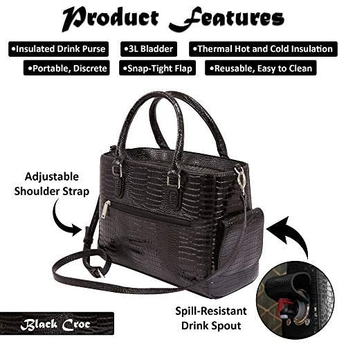 Primeware Insulated Drink Purse w/ 3L Bladder Bag | Thermal Hot and Cold Storage | Portable Drinking Dispenser for Wine, Cocktails, Beer, Alcohol | PU Leather Finish