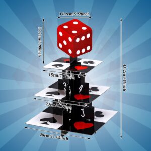 Ramede 2 Pcs Casino Theme Cupcake Stand Casino Party Decoration Cake Dessert Snacks Food Serving Tiered Tray Display 3 Tier Cupcake Holder Square Paper Tower Table Decor for Game Night Party Birthday