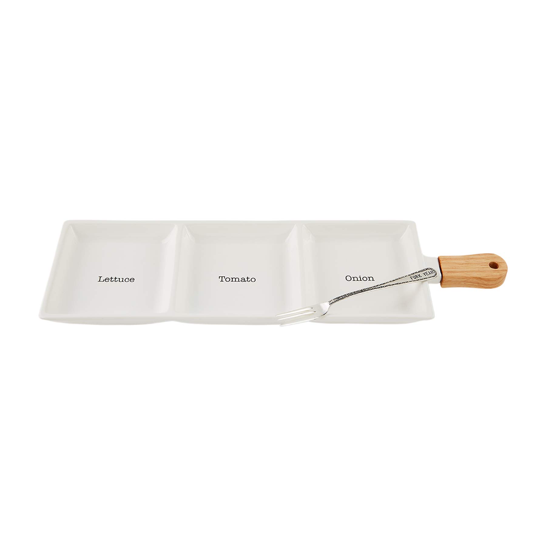 Mud Pie Garnish Bar Set, tray 5 1/2" x 15" | fork 7", White