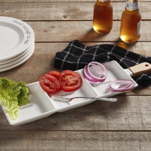 Mud Pie Garnish Bar Set, tray 5 1/2" x 15" | fork 7", White