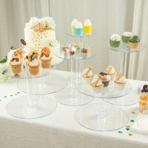 efavormart lovely 6 tier heavy duty acrylic crystal glass clear cake dessert decorating stand for birthday party wedding