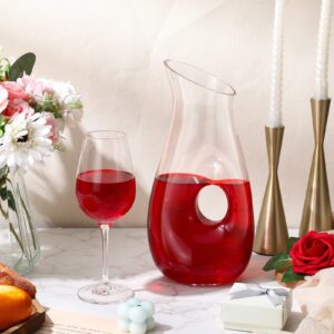 2 Pcs 48 Wine Decanter Carafe, Wine Aerator, Clear Glass Pierced Pitcher Juice Jar for Red Wine Beer Water Tea Lovers Gift Wedding Birthday Party Supplies