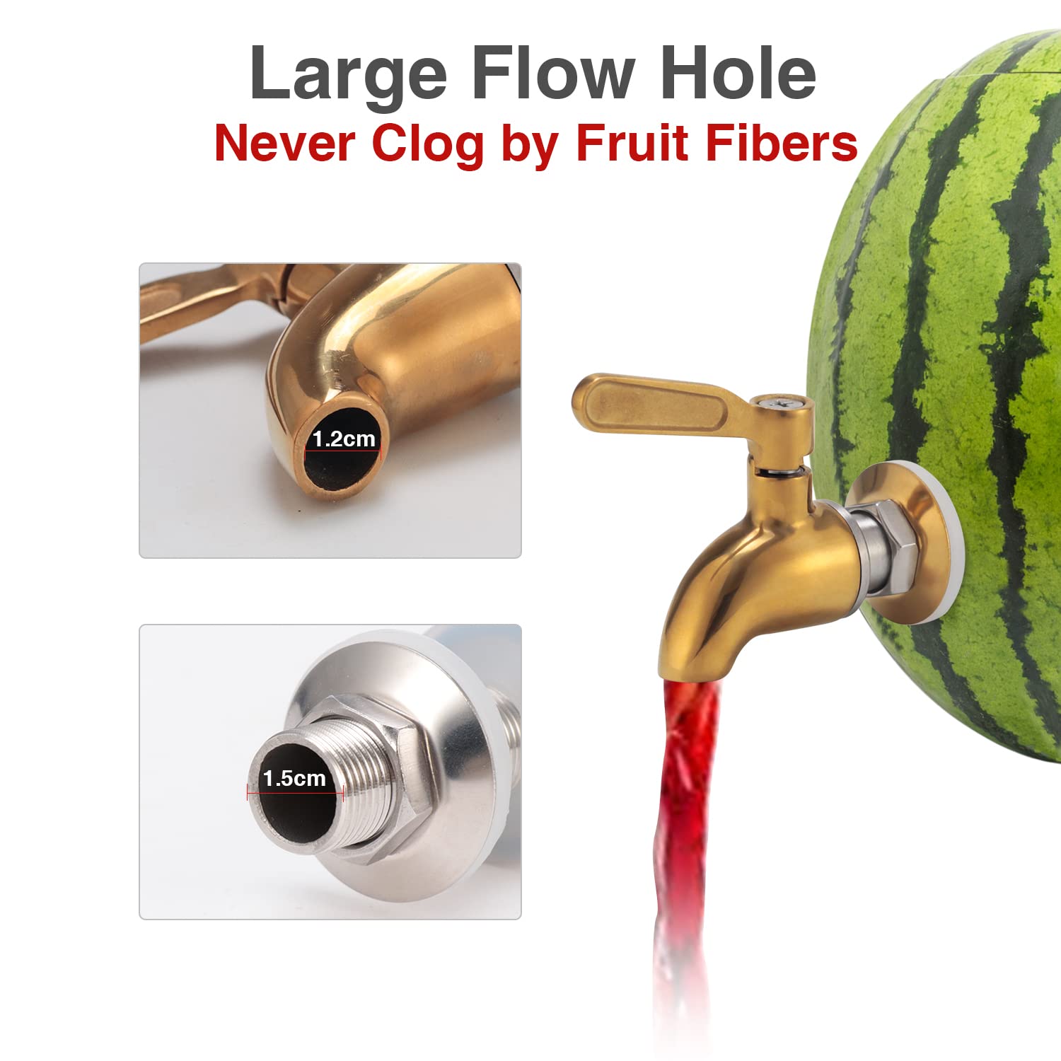 Stainless Steel Watermelon Keg Tap Kit - [Leakproof] [NO Clog] Pumpkin Fruit Keg Tapping with Coring Tool, [Adjust Shank] Watermelon Spigot for Cocktail Party-Ice Tea Drink Dispenser Spout