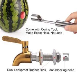 Stainless Steel Watermelon Keg Tap Kit - [Leakproof] [NO Clog] Pumpkin Fruit Keg Tapping with Coring Tool, [Adjust Shank] Watermelon Spigot for Cocktail Party-Ice Tea Drink Dispenser Spout