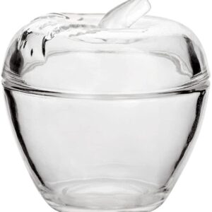 Mozacona GLass Relief Apple Sugar Bowl Candy Dish Food Storage Container with Lid