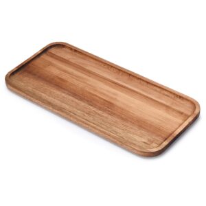 prosumers choice bamboo serving tray - set of 4 wooden tea tray - 16x12-inch coffee table tray - food tray for serving snacks or drinks - bamboo tray for breakfast in bed, carrying food and more