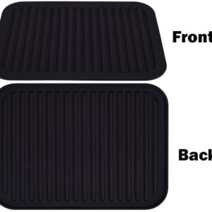 dealcase 9" x 12" Silicone Pot Holder, Trivet Mat, Baking Gadget Kitchen Table Mat, Silicone Drying Mat - Waterproof, Heat Insulation, Insulated, Non-Slip, Tableware Pad Coasters (Black - 2 Pack)