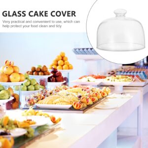 BESPORTBLE Glass Cake Dome Glass Round Cake Cover Food Plate Lid Clear Dust- Proof Cover for Home Baking Cake Dessert Display Platter Cover