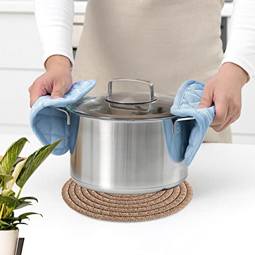 Avalon Pot Holders Trivets for Hot Dishes Hot Pads for Kitchen Trivets for Hot Pots and Pans - Cotton Hot Pads Pot Holders Stylish Large Coasters & Hot Mats (Brown Set of 3-7 Inch Diameter)