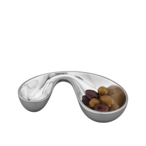 nambe Morphik Olive Bowl | Bowl Can Be Heated or Chilled | Serve Dips, Salsa, Appetizers, Olives, Guacamole, and More | Made of Metal Alloy | 8.75” x 4.5” | Designed by Karim Rashid