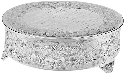 Elegance Round Ornate Wedding Cake Stand, 18-Inch, Silver